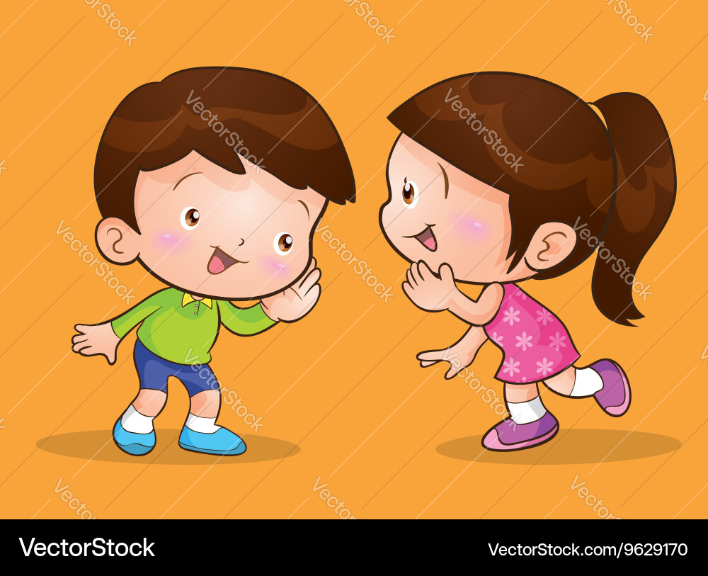 Cute children talk and listening Royalty Free Vector Image