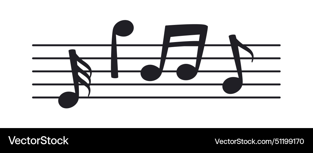 Cute music note sheet icon staff Royalty Free Vector Image