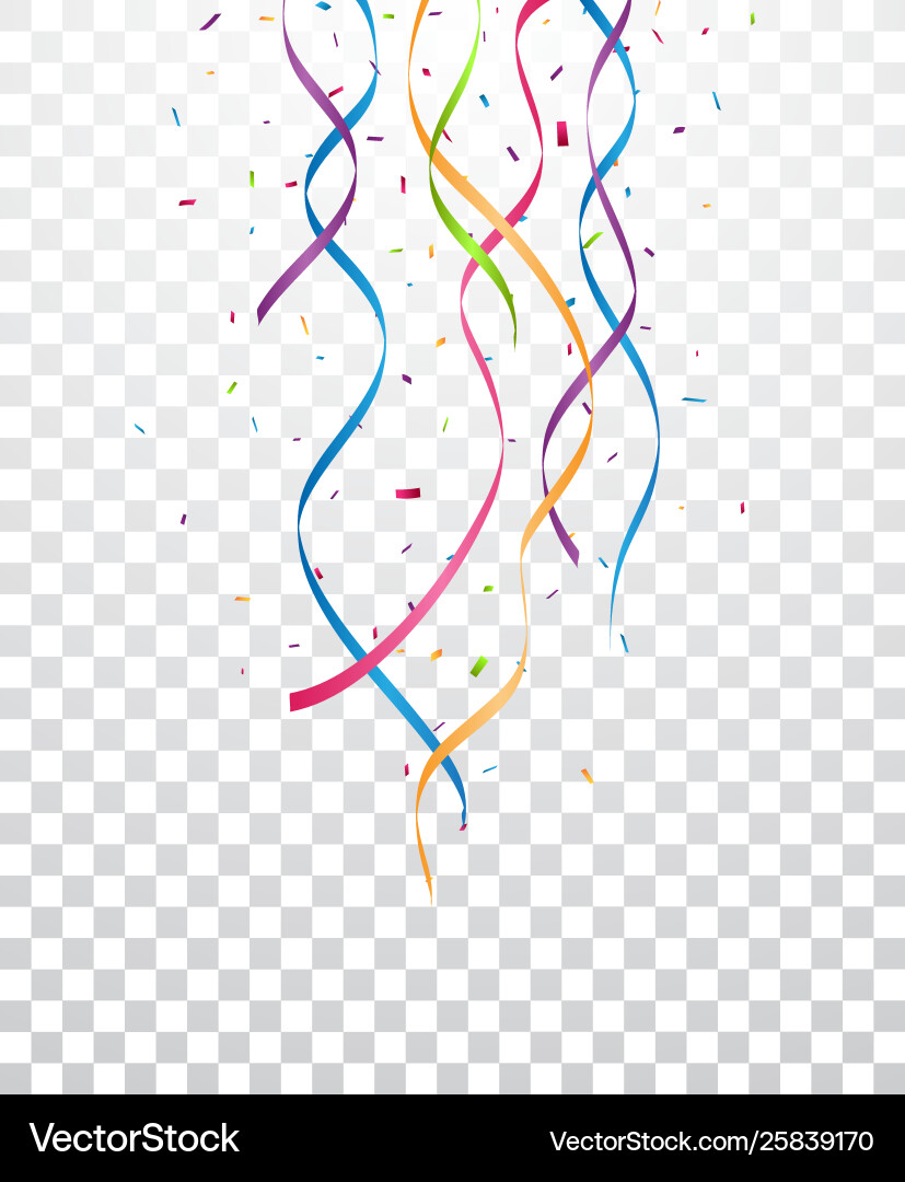 Falling colorful ribbon and confetti Royalty Free Vector