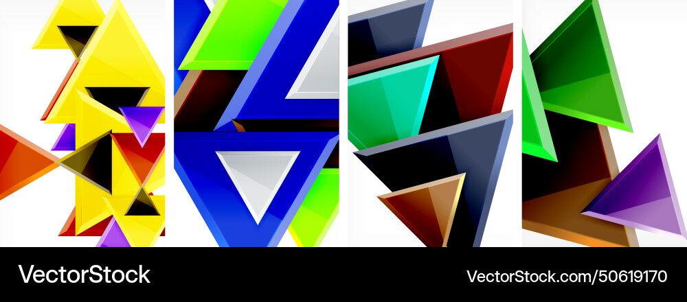 Glossy triangles geometric poster set Royalty Free Vector