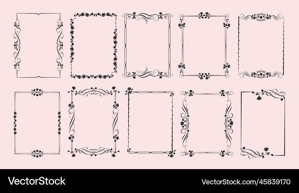 Gothic rose frames gothcore borders with flowers Vector Image