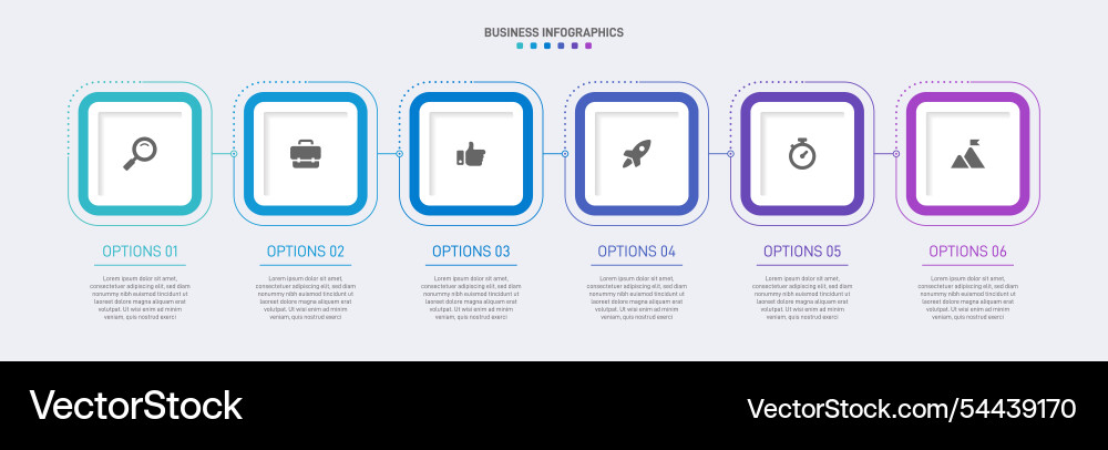 Horizontal progress bar featuring 6 arrow-shaped Vector Image