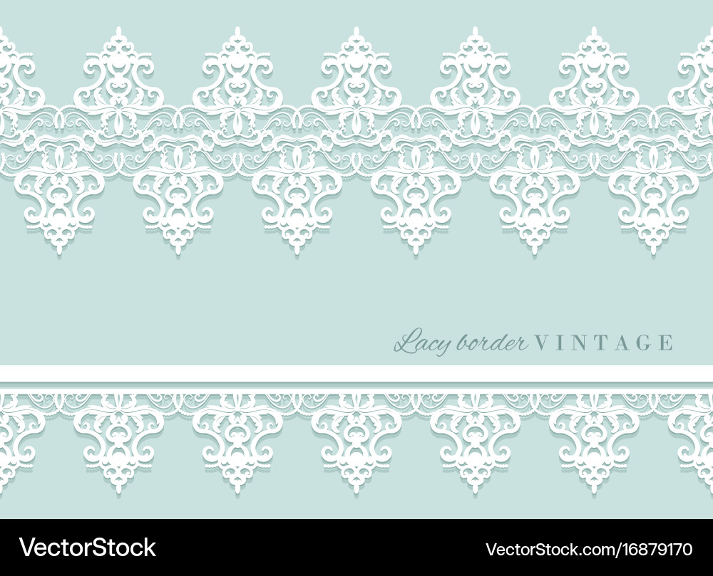 Lace decorative border set on pastel blue bridal Vector Image