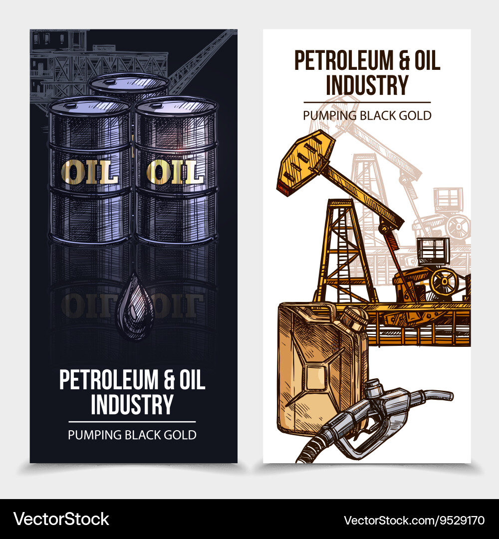Oil Rig & Production Banners Royalty Free Vector Image