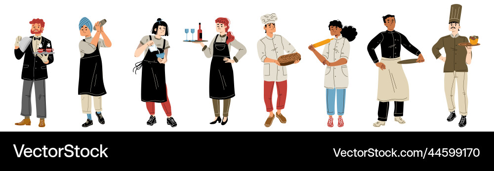 Restaurant staff employees chef waiter baker Vector Image