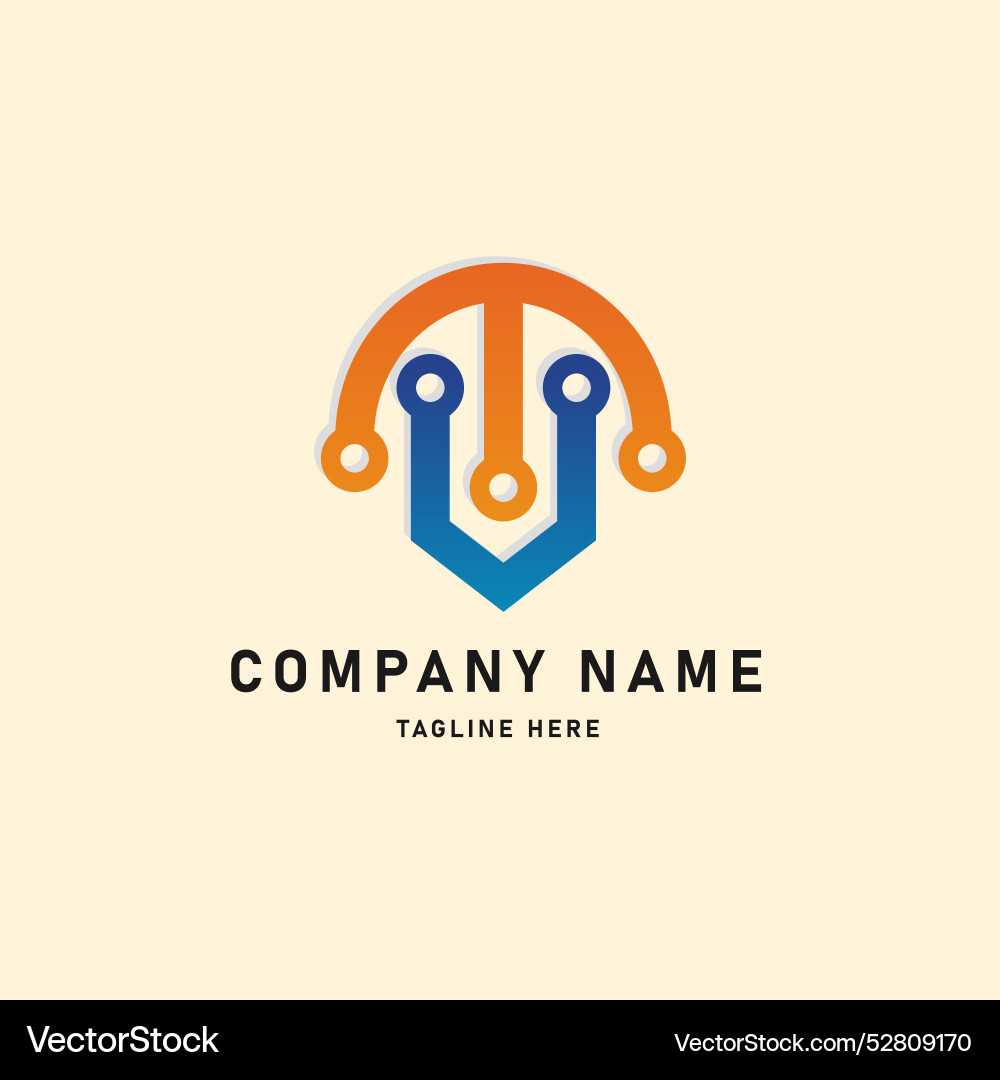Tech logo design template icon element Royalty Free Vector