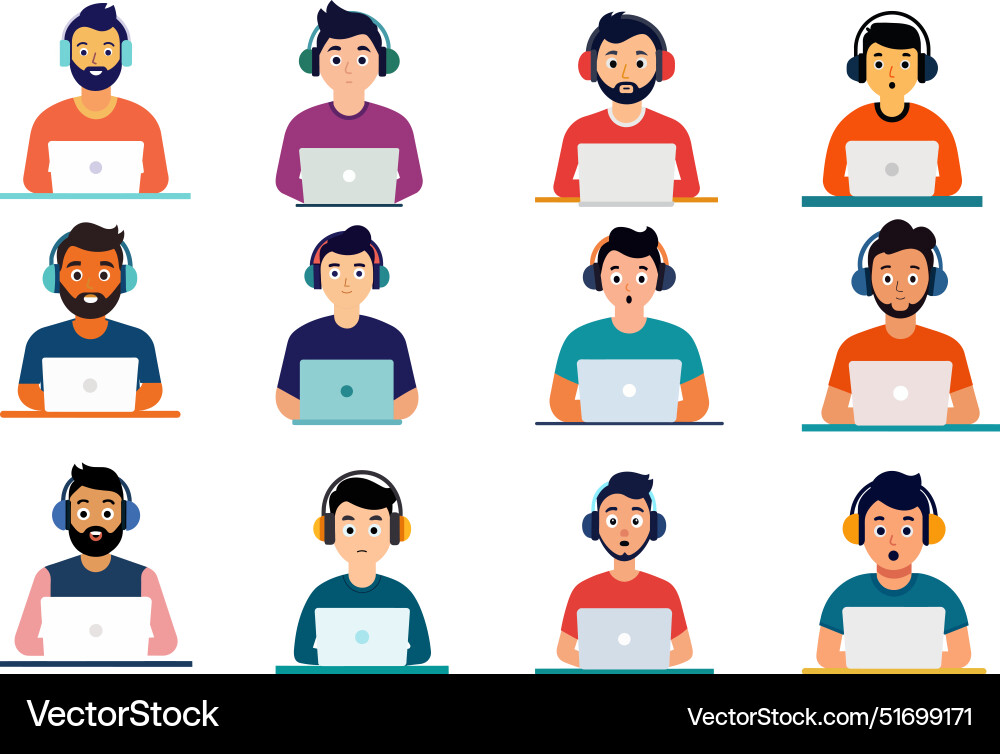 Call center man Royalty Free Vector Image - VectorStock