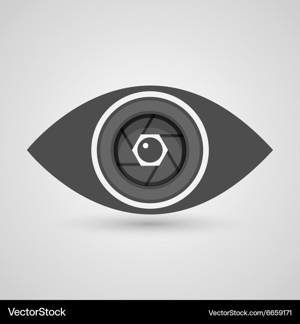 Camera lens inside the eye Royalty Free Vector Image