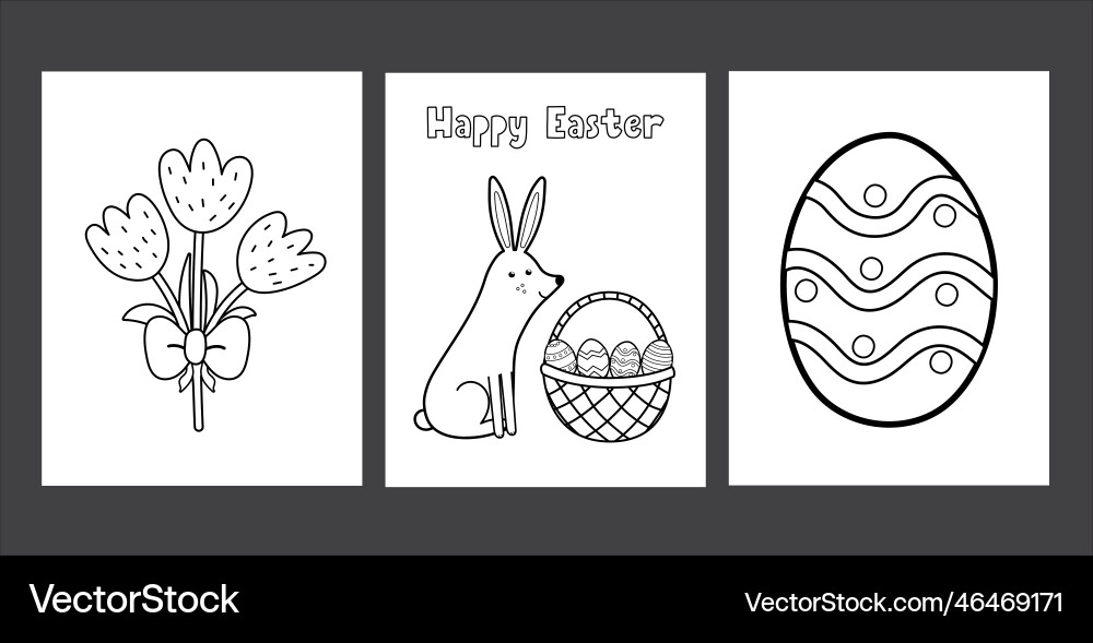 Easter coloring pages set with cute bunny egg Vector Image