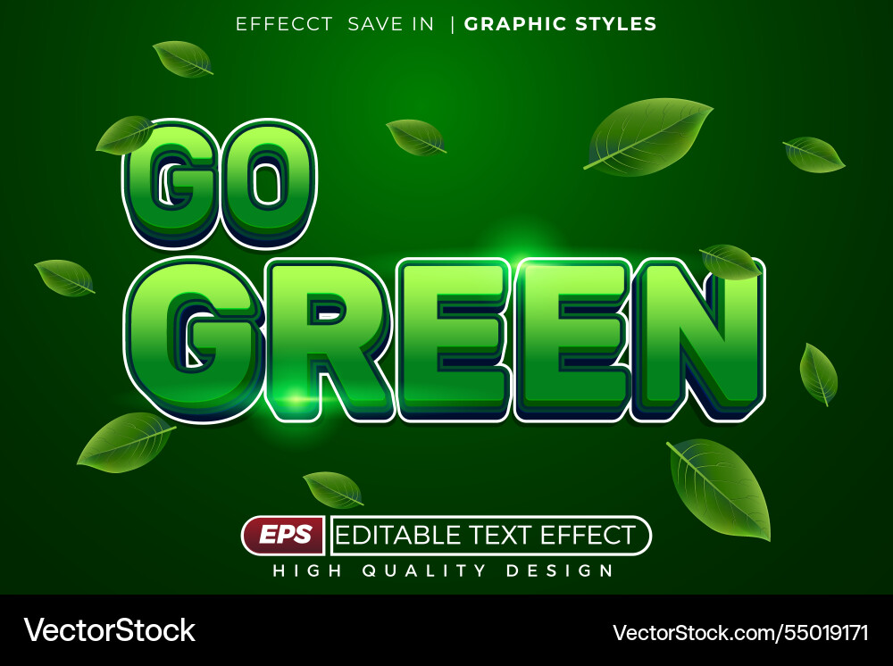 Editierbarer 3d Texteffekt grün Lizenzfreies Vektorbild