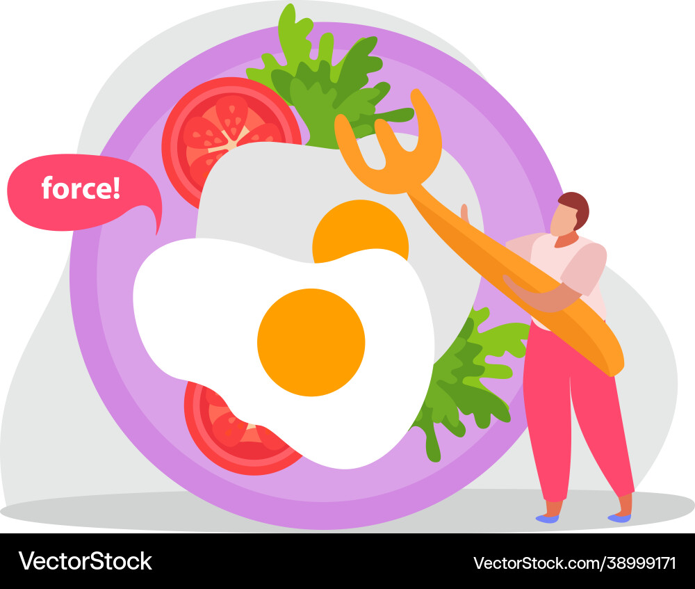 Force breakfast flat composition Royalty Free Vector Image