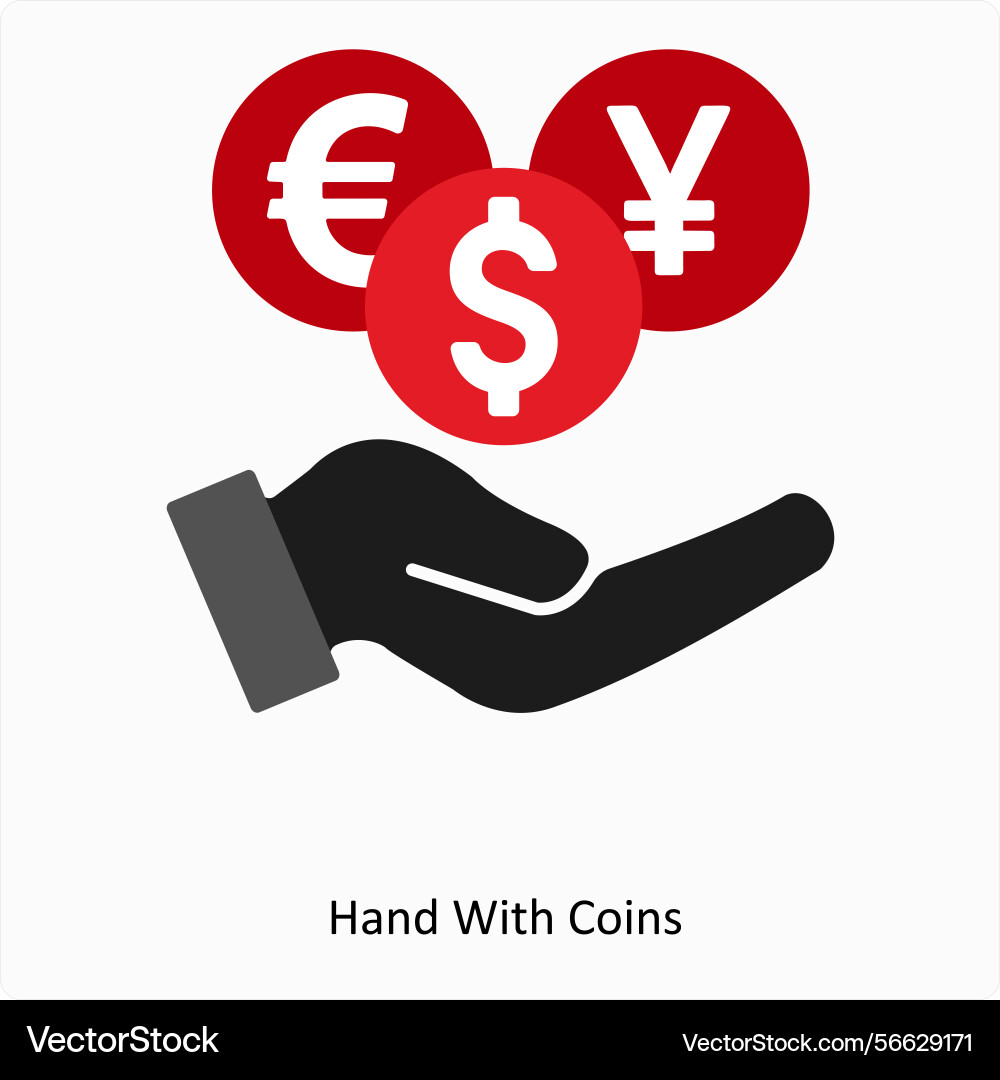 Hand with coins icon concept Royalty Free Vector Image