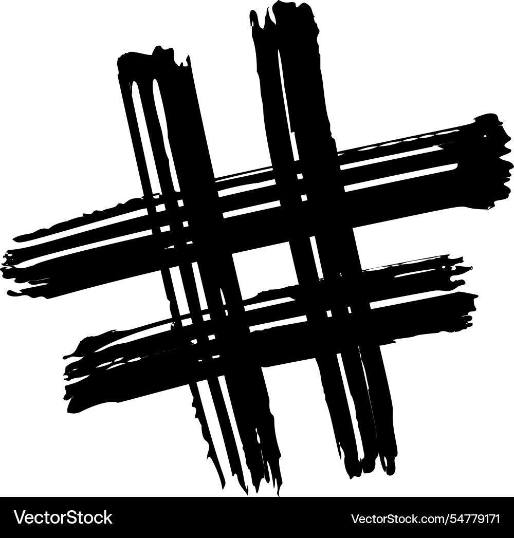 Hashtag hand drawn brush stroke Royalty Free Vector Image