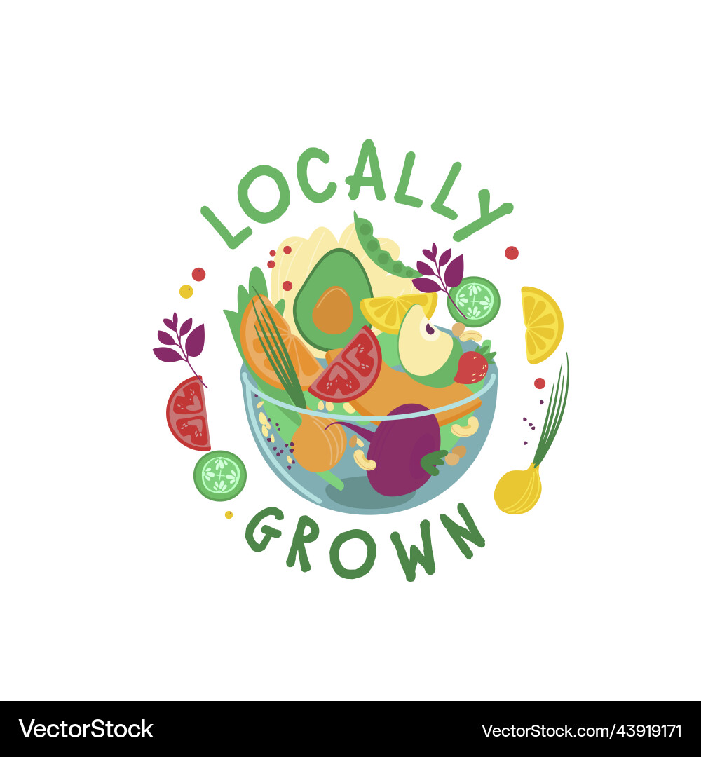 Locally grown label editable isolated Royalty Free Vector