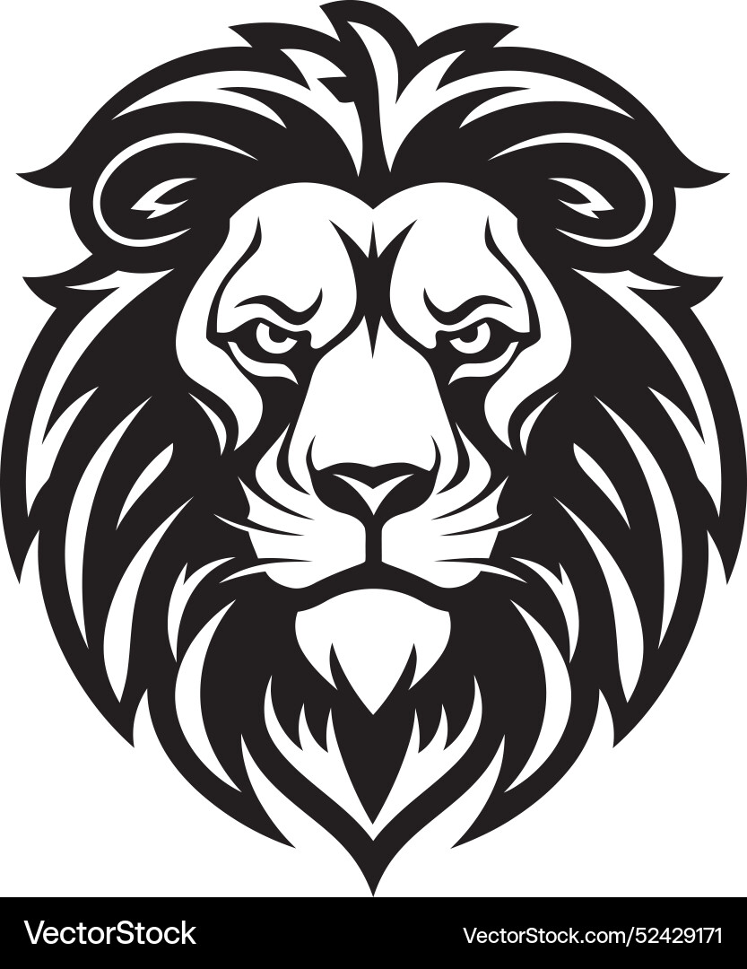 Majestic lion black outline Royalty Free Vector Image