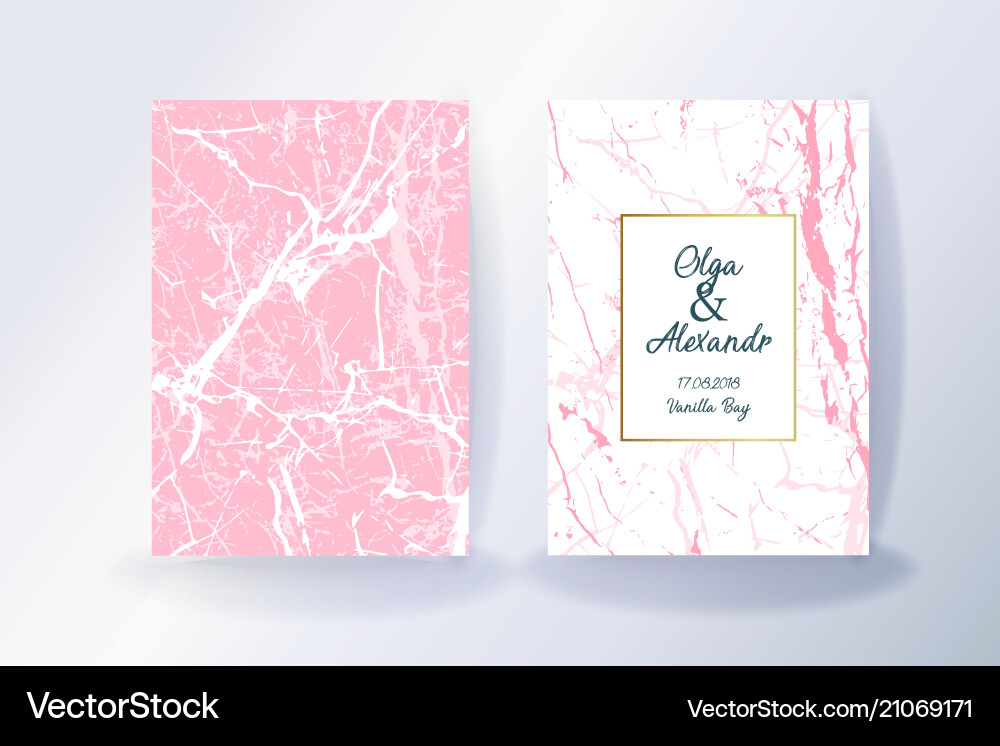 Pink marble and gold texture background card Vector Image