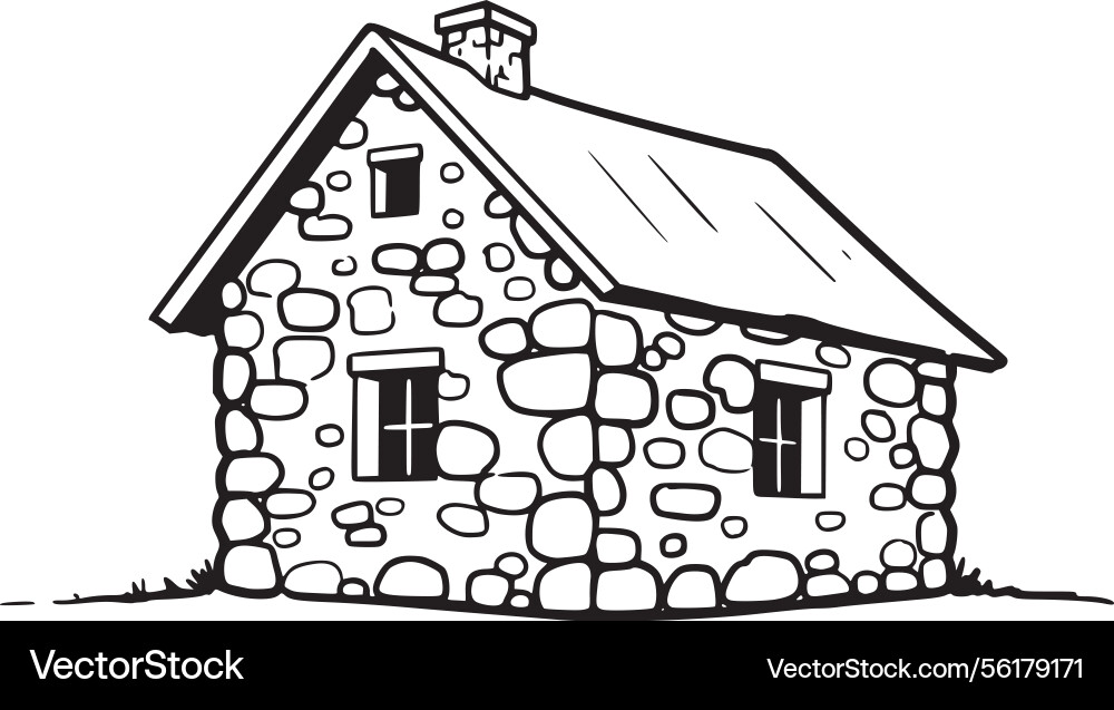 Rustic House Outline Royalty Free Vector Image