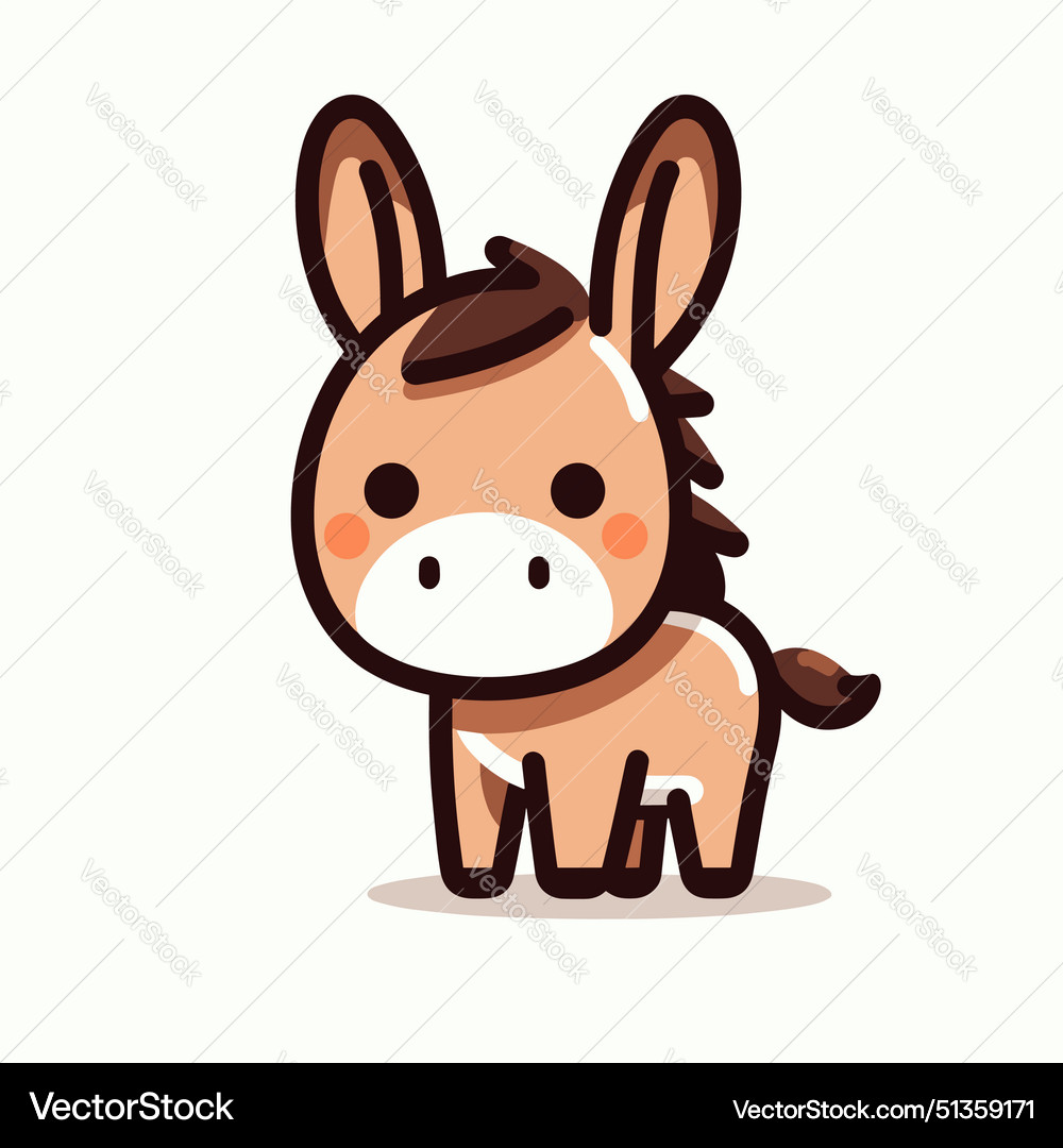Simple flat donkey doodle Royalty Free Vector Image