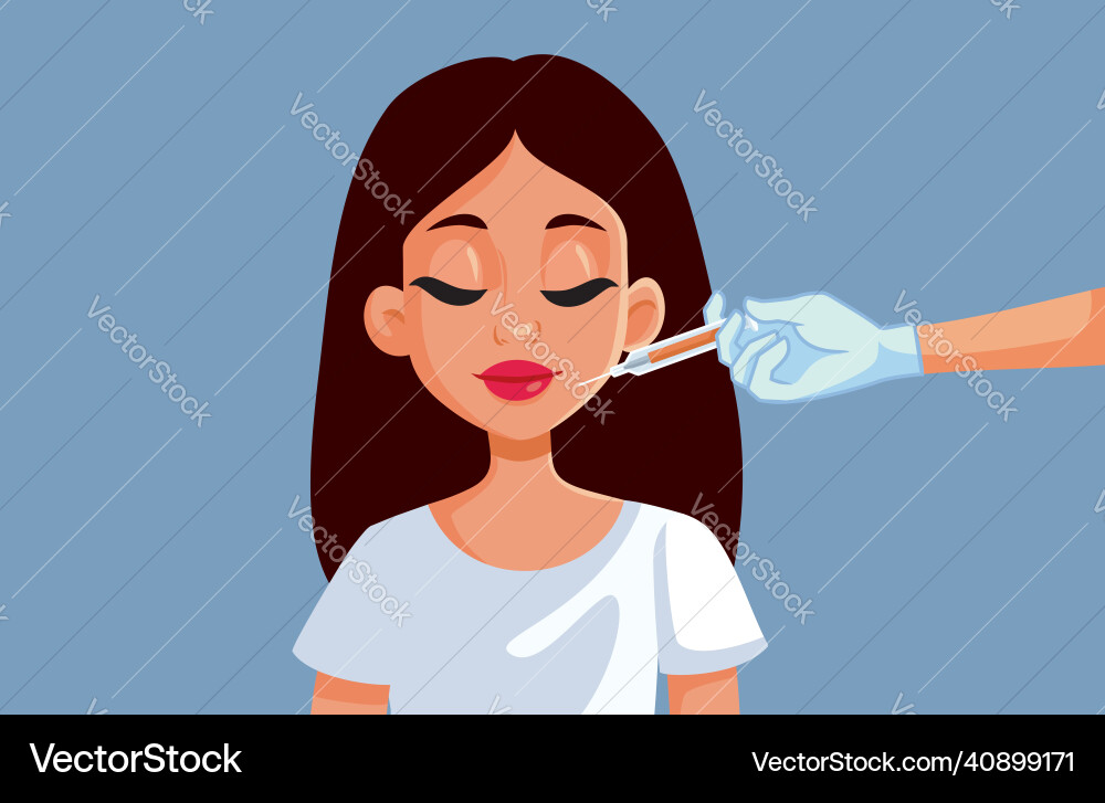 Young woman getting lip fillers Royalty Free Vector Image