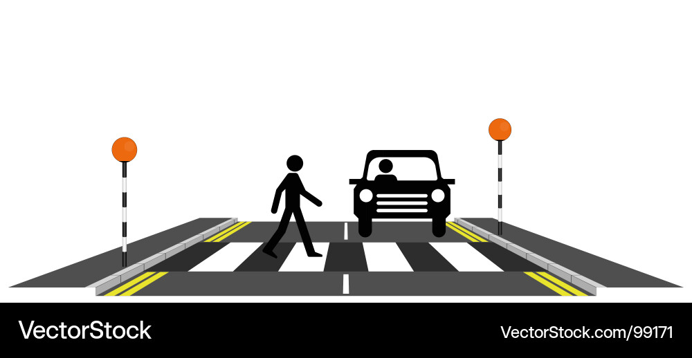 Zebra crossing pedestrian Royalty Free Vector Image
