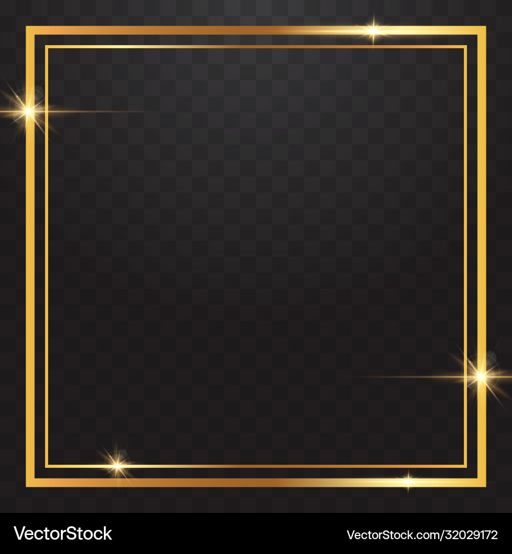 Gold frames light in transparent background Vector Image