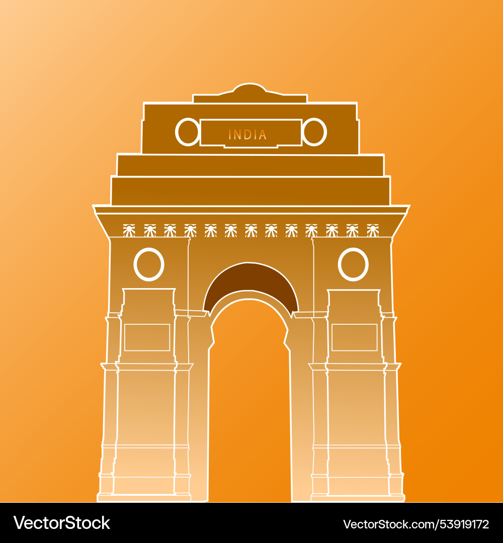India gate Royalty Free Vector Image - VectorStock