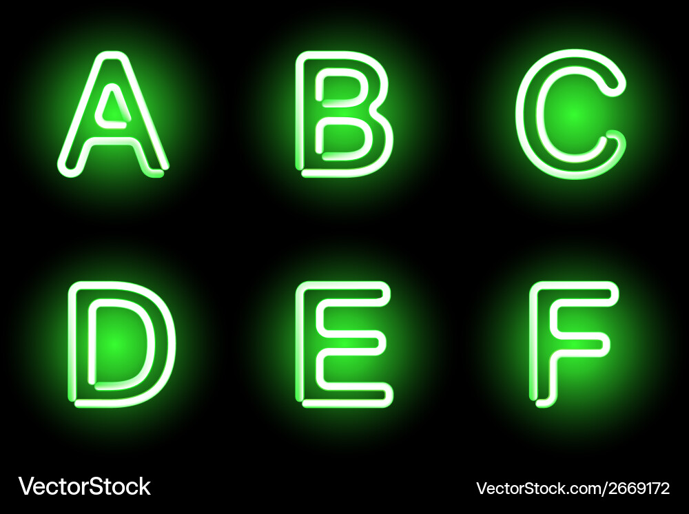 Neon alphabet Royalty Free Vector Image - VectorStock