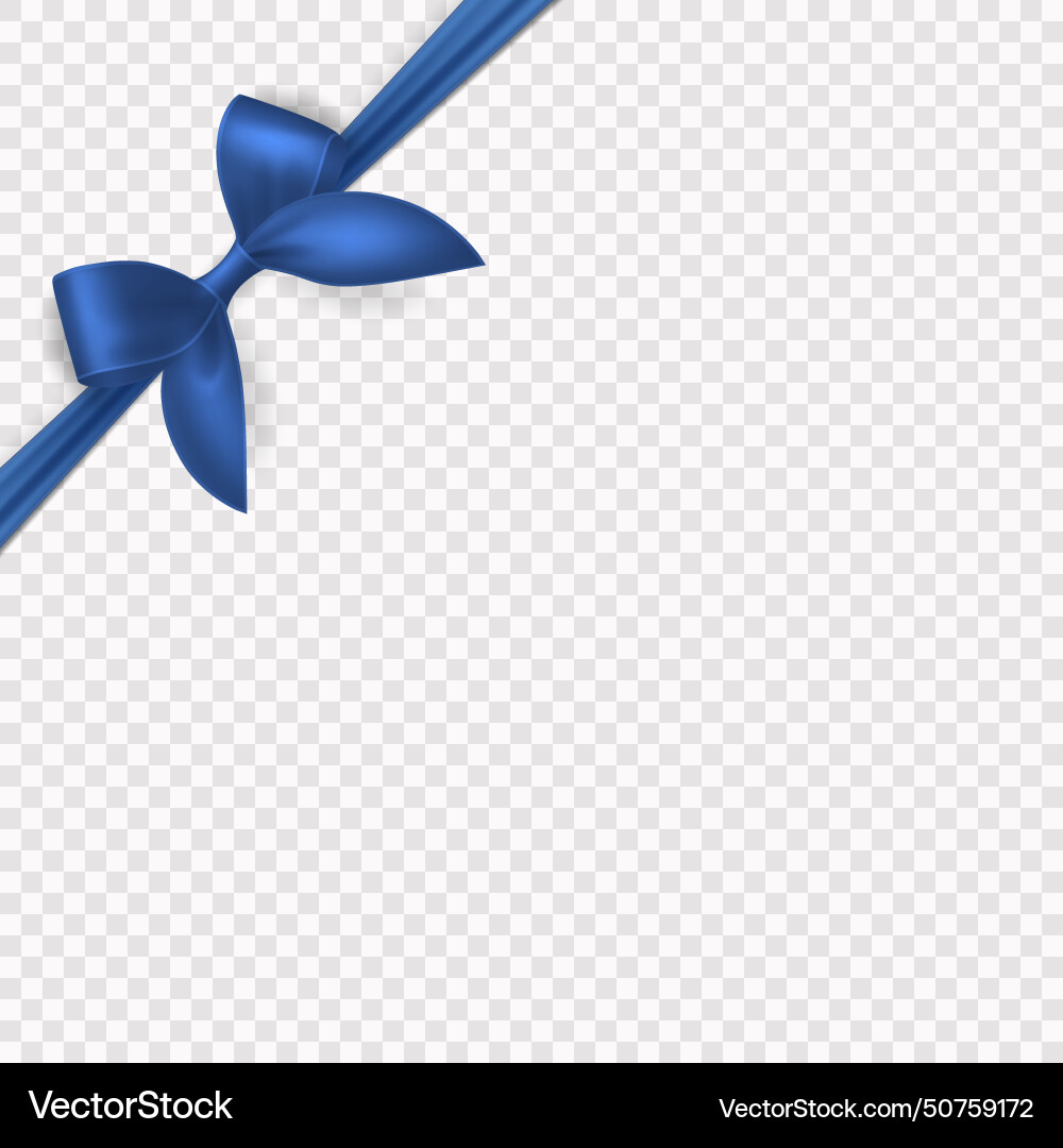 Realistic silk blue gift ribbon satin bow Vector Image