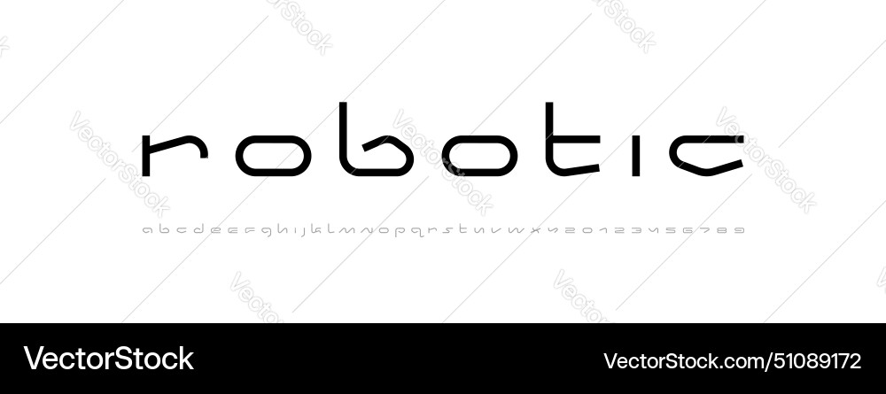 Technical wide future font digital cyber alphabet Vector Image