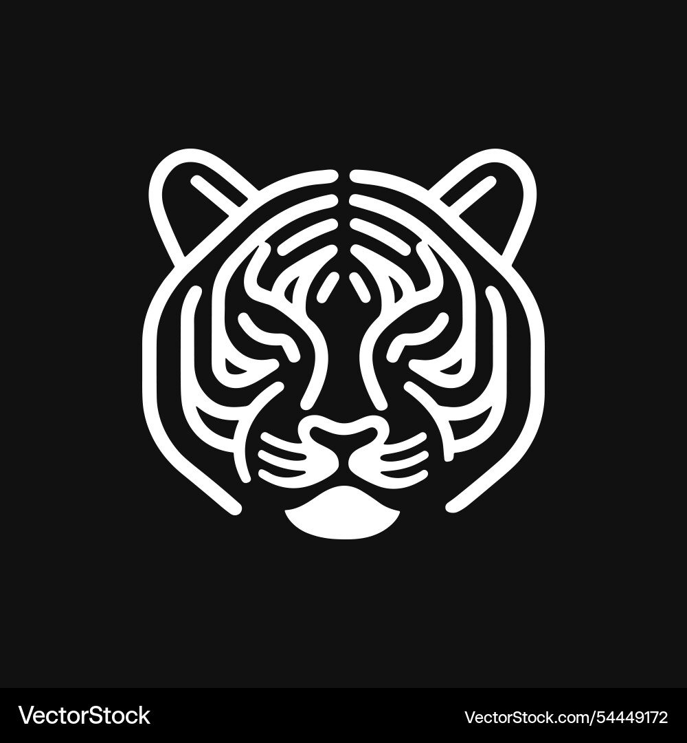 Tiger head icon in simple minimalist style Vector Image