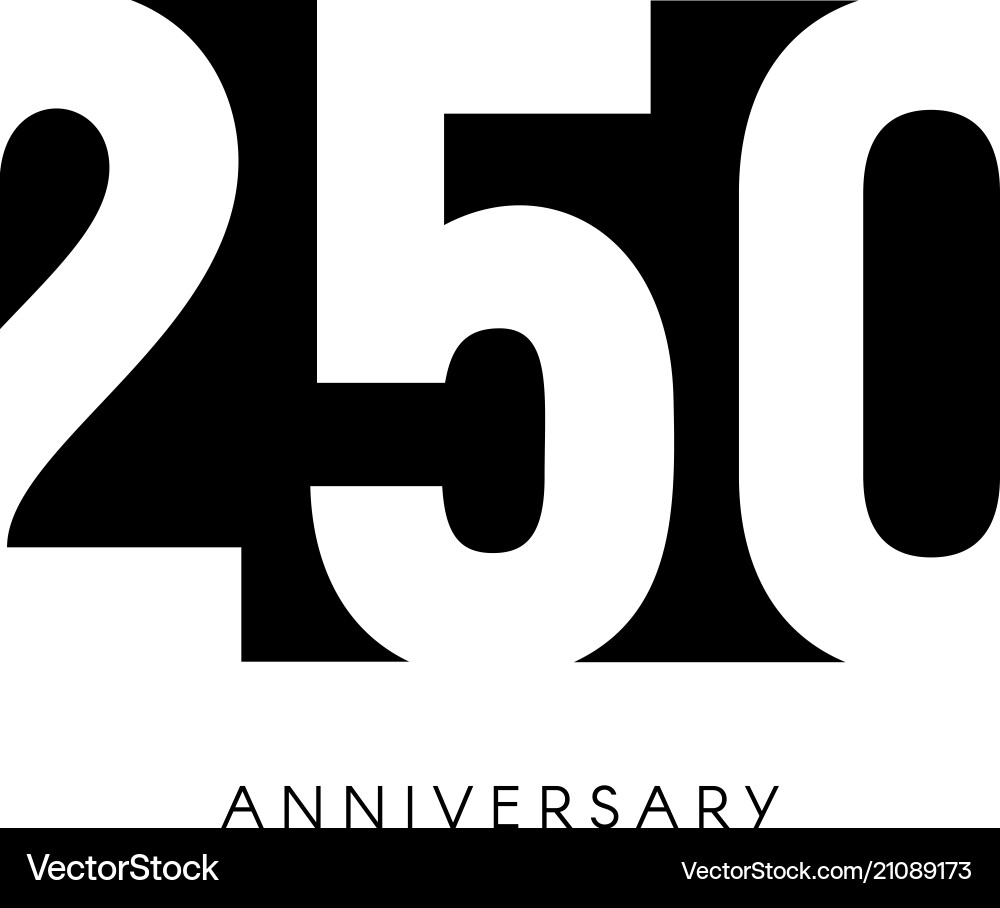 250th Anniversary Logo - Minimalist Royalty Free Vector