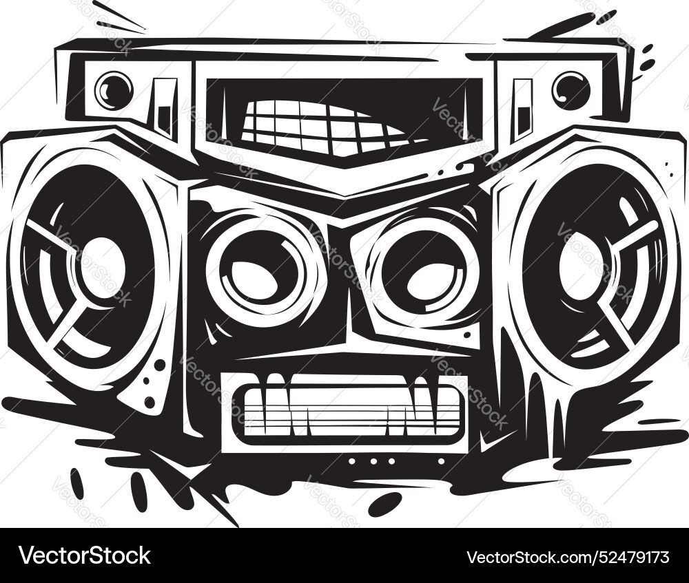 Beatbox buddy boombox icon retro rhythms black Vector Image