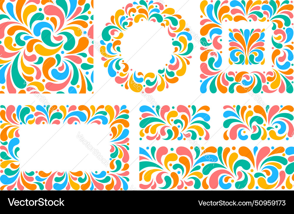 Floral decorative art frames and borders set Vector Image