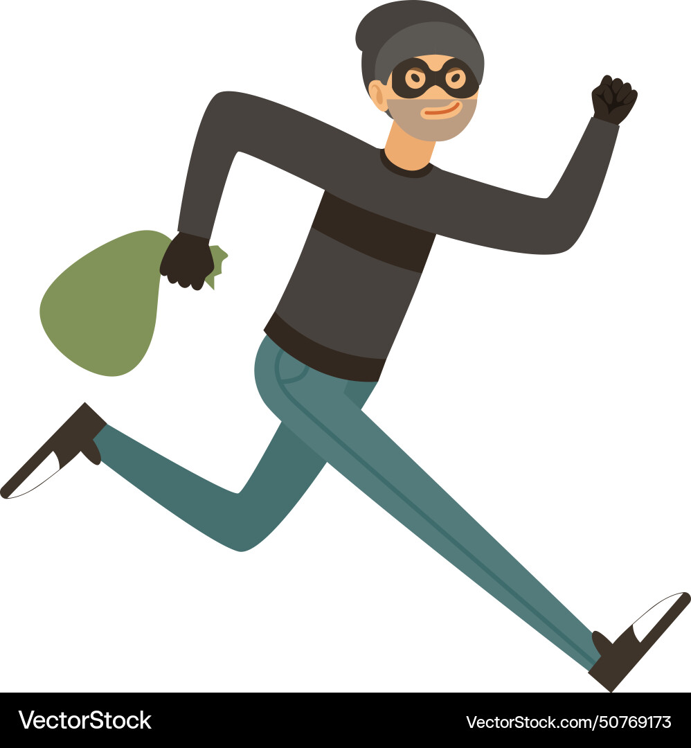 Thief running with money stealing or robbery Vector Image