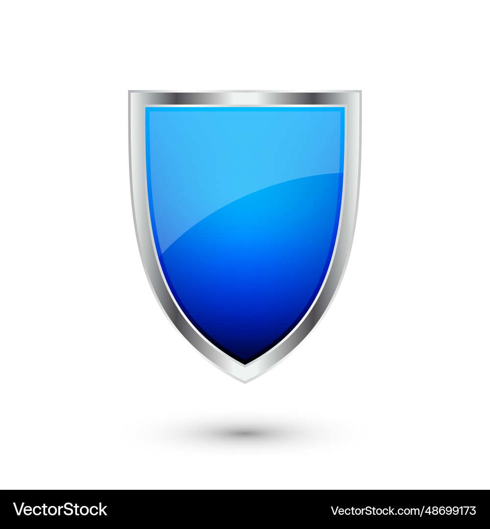 Vintage heraldic 3d shield icon with shiny metal Vector Image