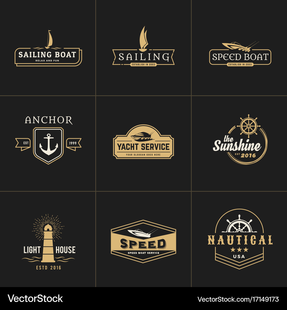 Yachting and sailing vintage logo template Vector Image