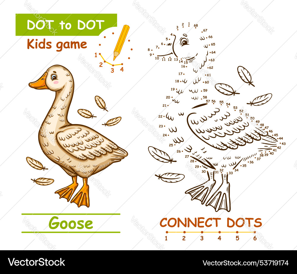 Goose duck bird connect dot number kid puzzle game