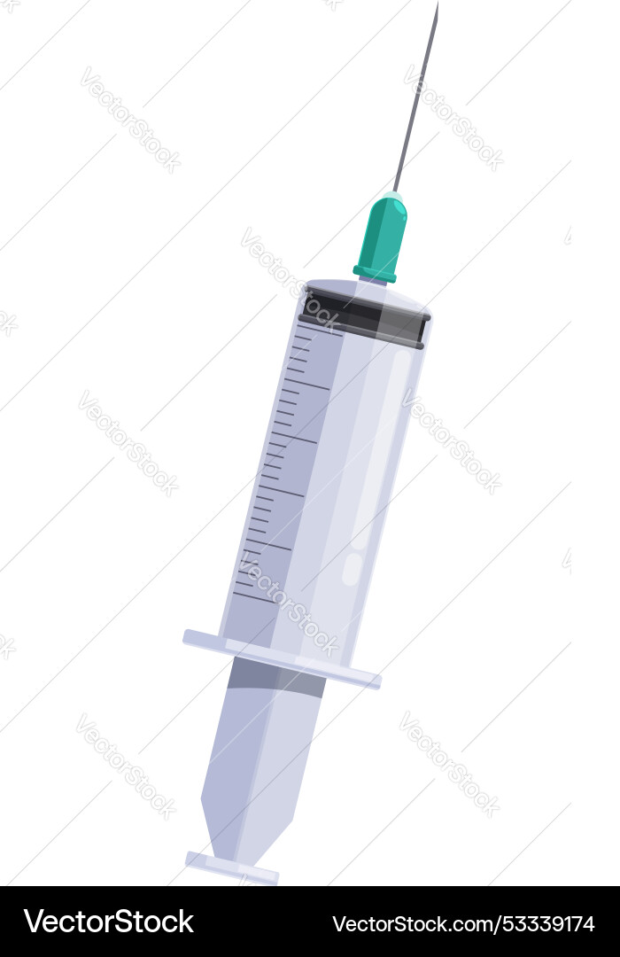 Medical syringe with needle pointing up Royalty Free Vector