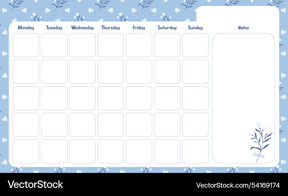 Monthly planner Royalty Free Vector Image - VectorStock