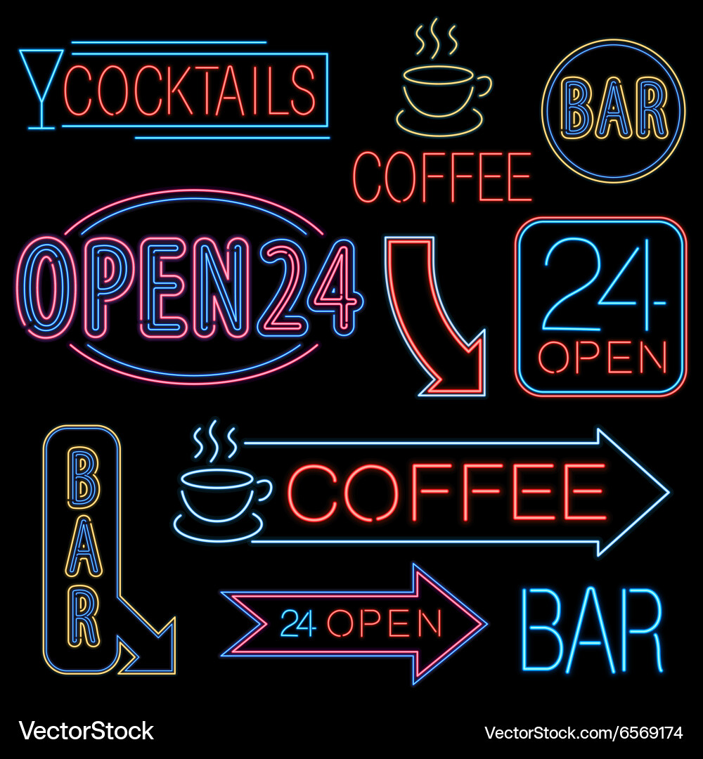 Neon open sign Royalty Free Vector Image - VectorStock