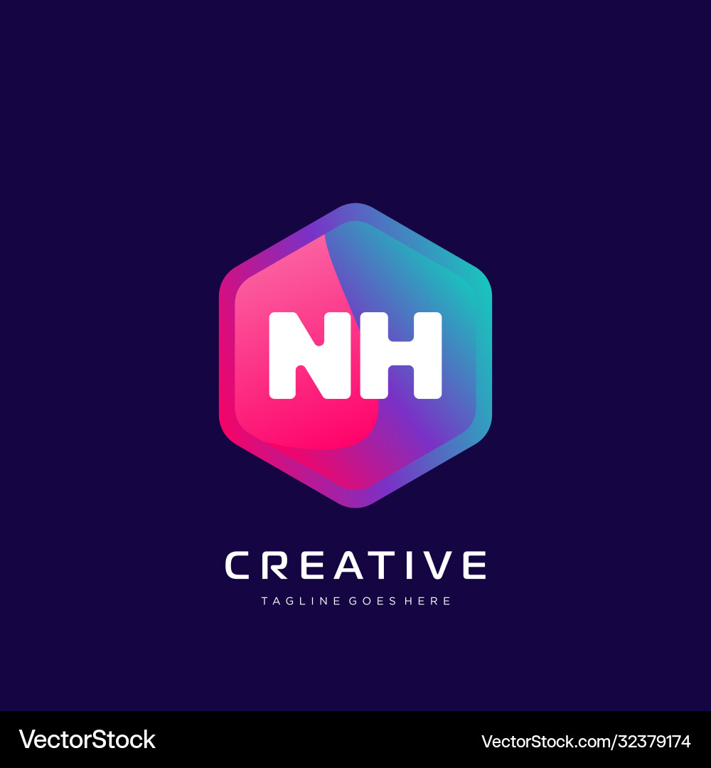 Nh initial logo with colorful template Royalty Free Vector