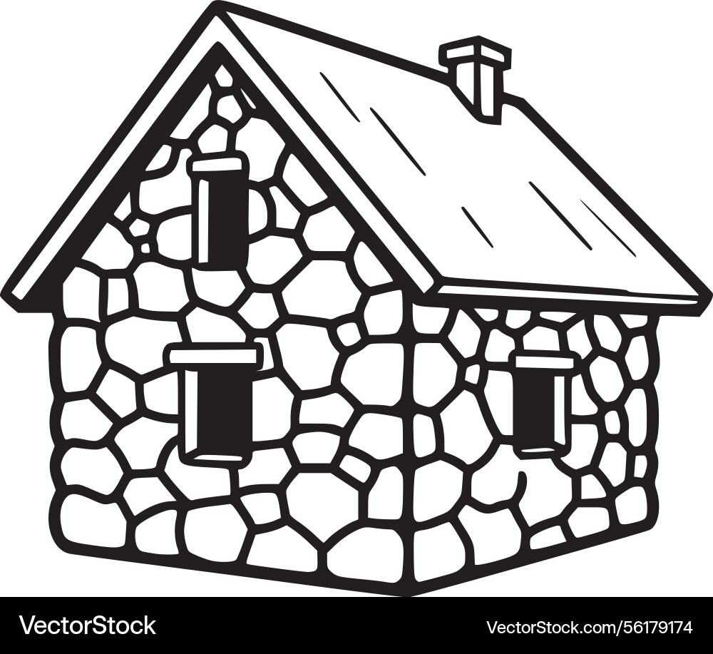 Rustic House Outline Royalty Free Vector Image