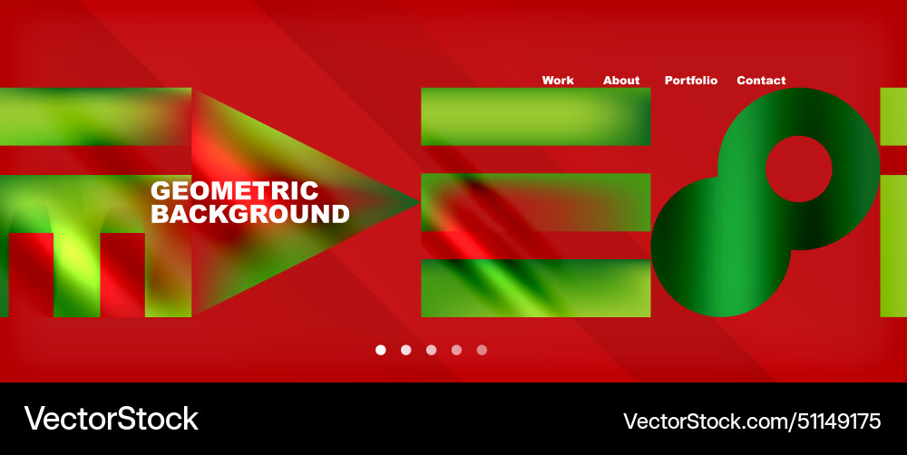 A red background with green geometric shapes Vector Image