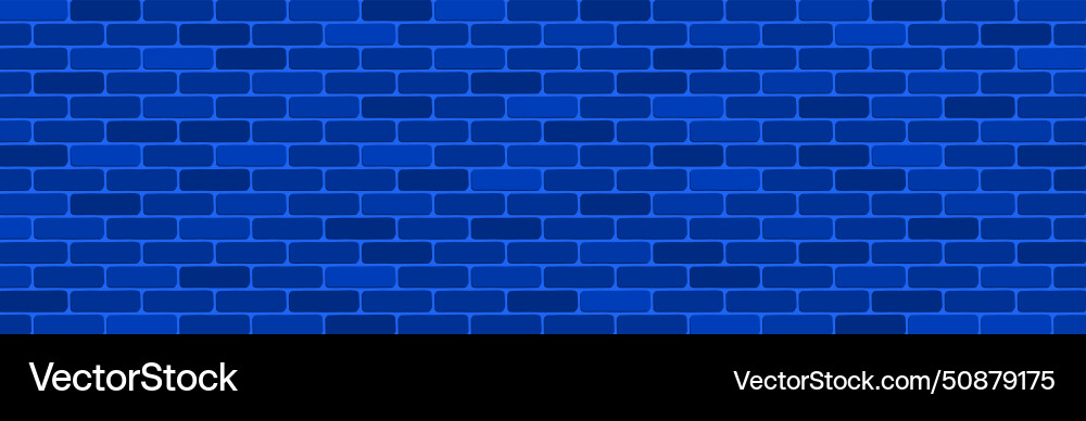 Blue brick wall background long banner Royalty Free Vector