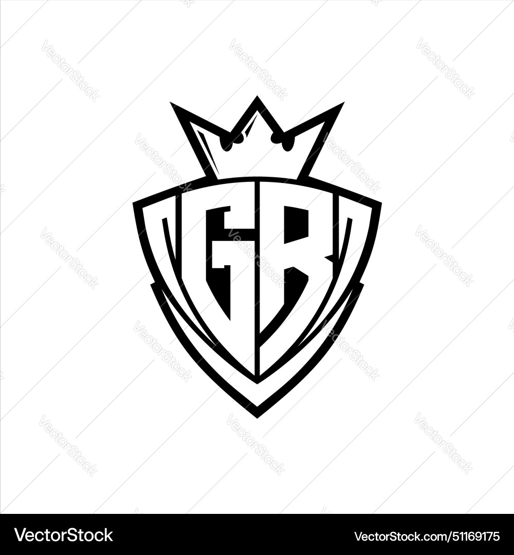 Gr letter logo with sharp triangle shield shape Vector Image