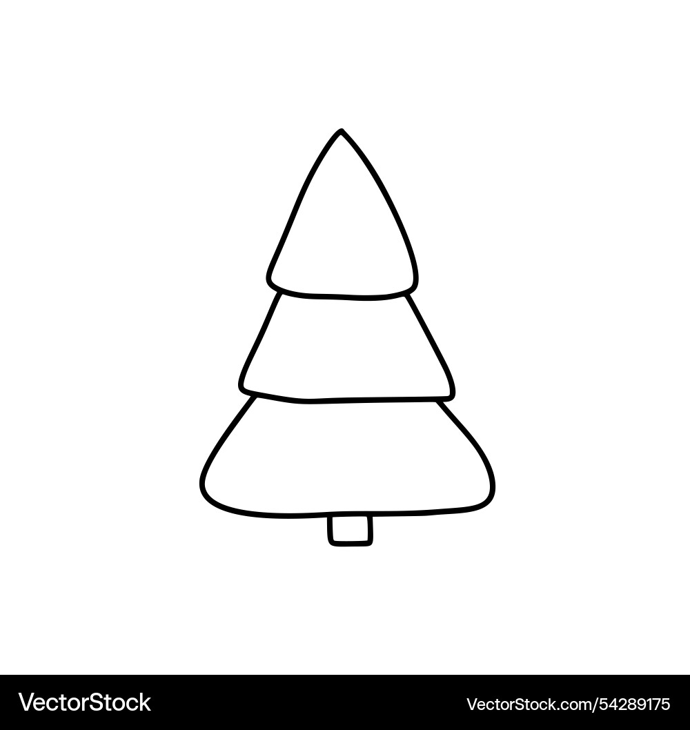 Simple christmas tree icon line drawing Royalty Free Vector