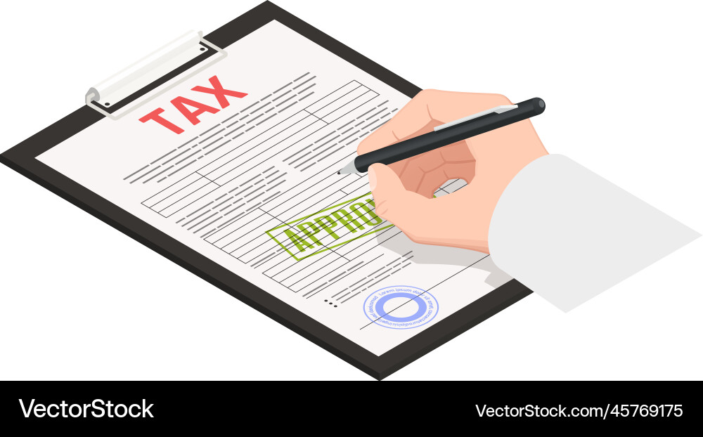 Tax contract signature composition Royalty Free Vector Image