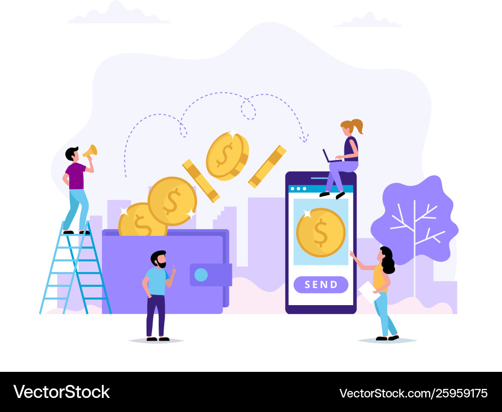 Transferring money sending from wallet Royalty Free Vector