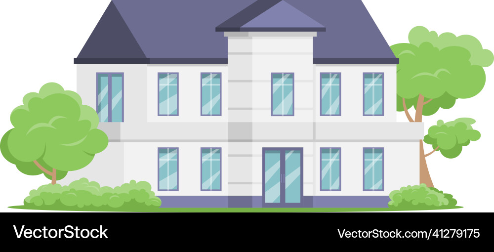 Two storey vintage luxury building facade Vector Image