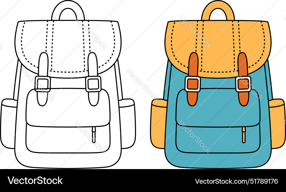 Backpack outline icon coloring page Royalty Free Vector
